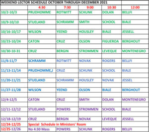 Weekend Lector Schedule | stapollinarisparish.org